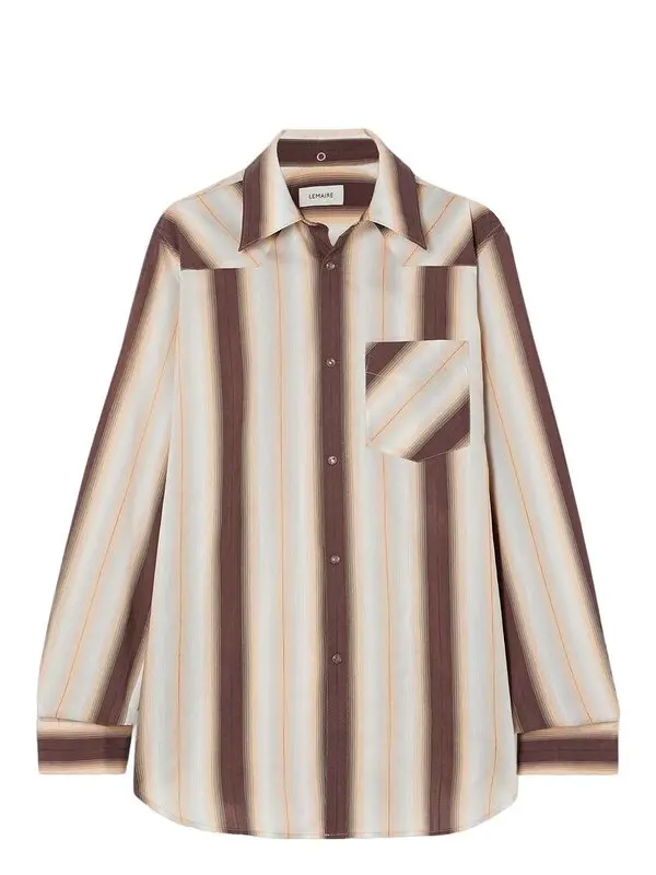 LEMAIRE Striped Cotton, Silk, And Linen-blend Shirt - Beige