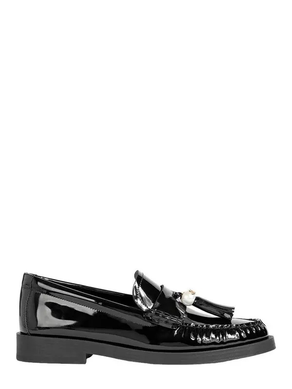 JIMMY CHOO Embellished Patent-leather Loafers - Black
