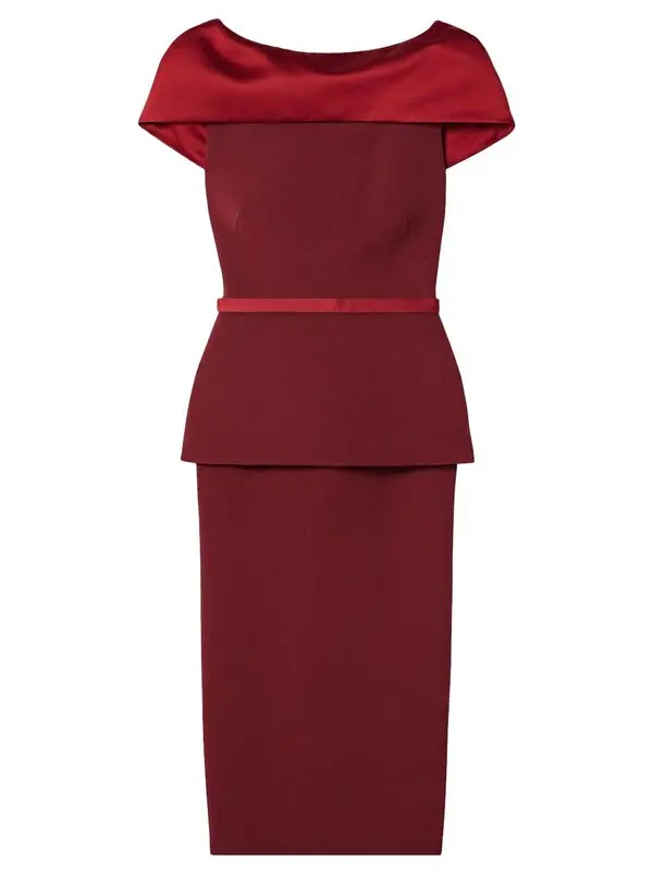 Safiyaa Rella Satin-trimmed Crepe Midi Dress - Crimson