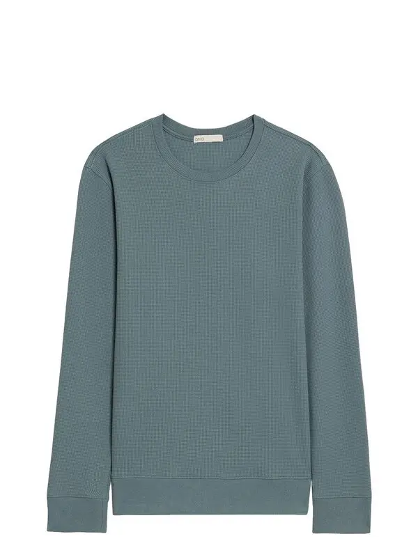 Onia Waffle-knit Cotton-blend Sweatshirt - Slate Blue