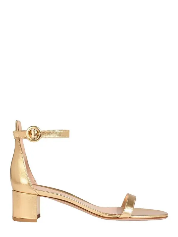 GIANVITO ROSSI Gaeta 45 Metallic Leather Sandals - Gold