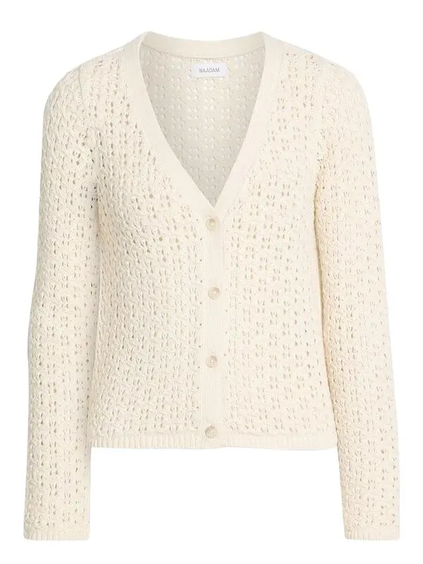 Naadam Crocheted Cotton Cardigan - Ecru