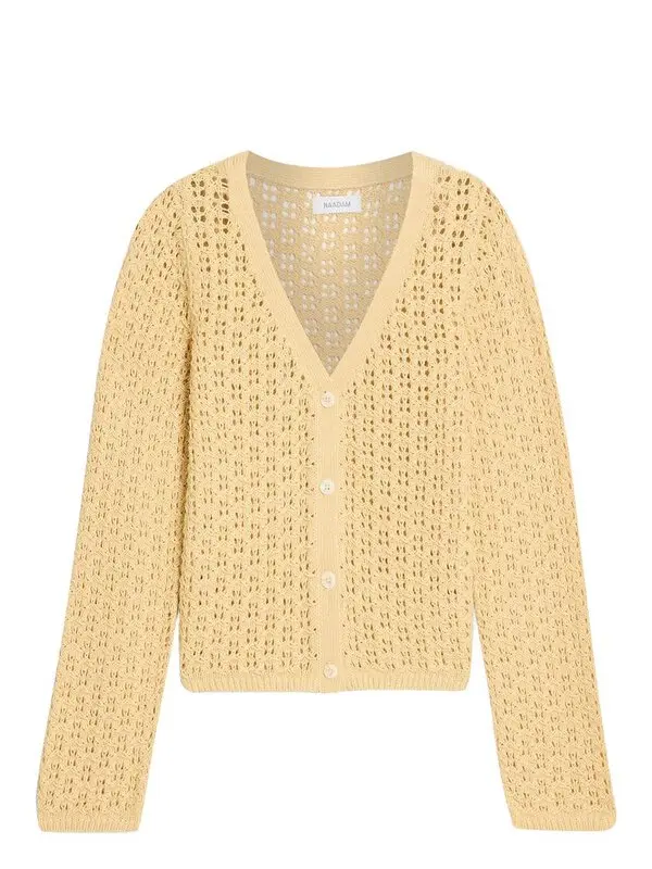Naadam Crocheted Cotton Cardigan - Yellow