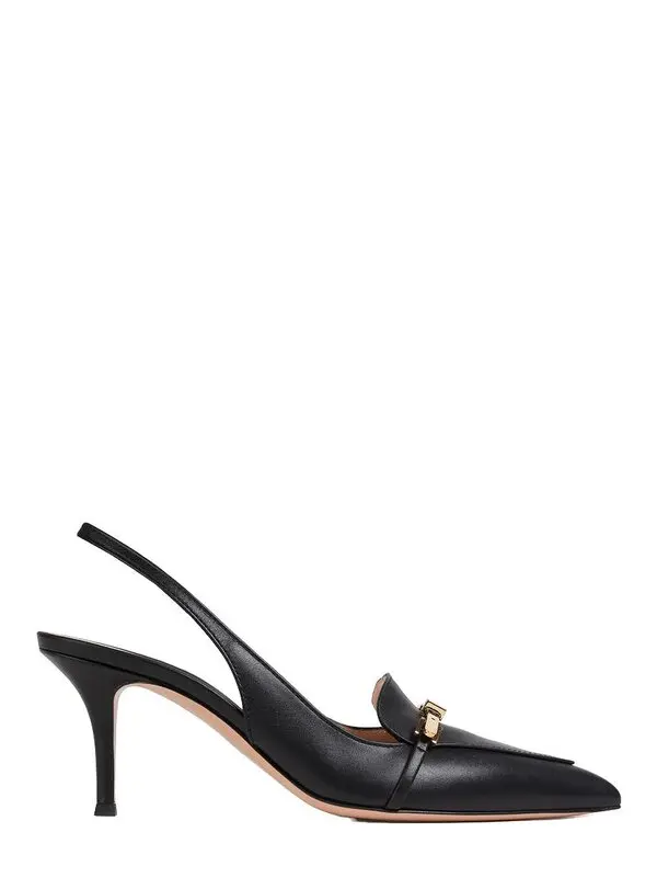 GIANVITO ROSSI Carrey 70 Embellished Leather Slingback Pumps - Black