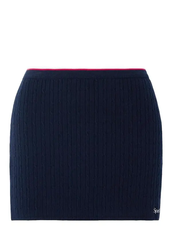 SPORTY & RICH Striped Cableknit Mini Skirt - Midnight Blue