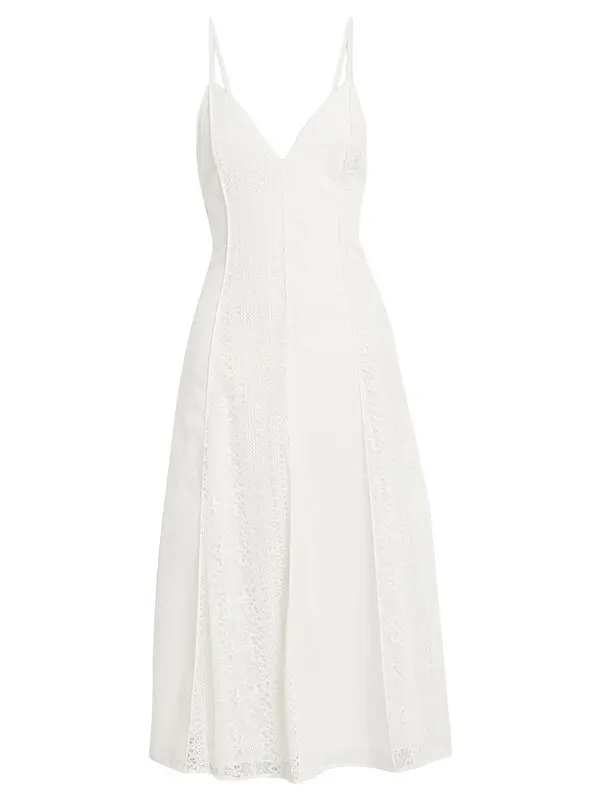 Simkhai Mina Lace-trimmed Poplin Midi Dress - White