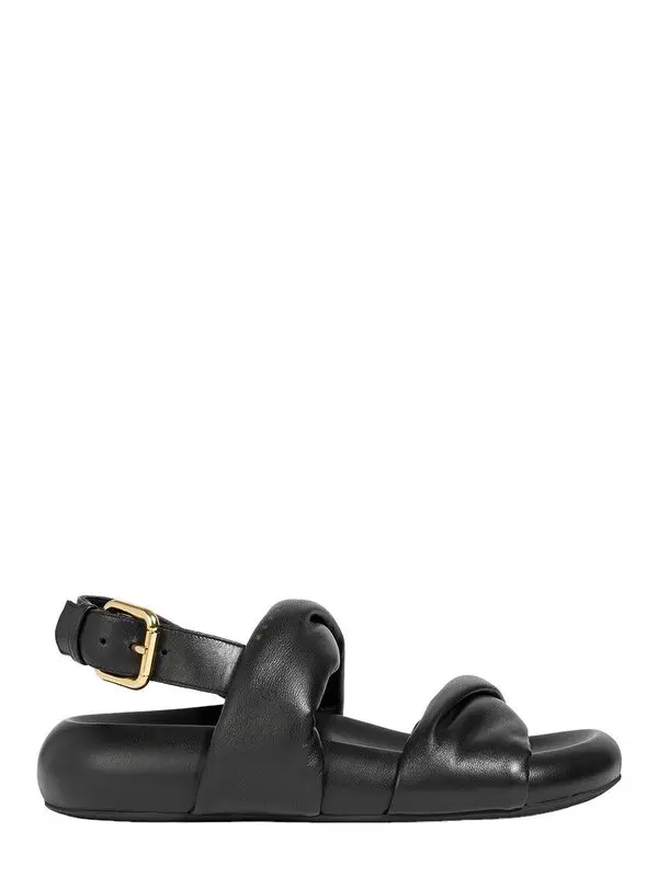 Marni Twisted Padded Leather Slingback Sandals - Black