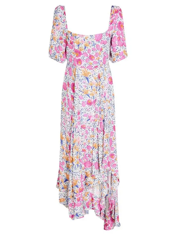 Agua Bendita Tero Capullo Asymmetric Floral-print Jacquard Dress - Fuchsia