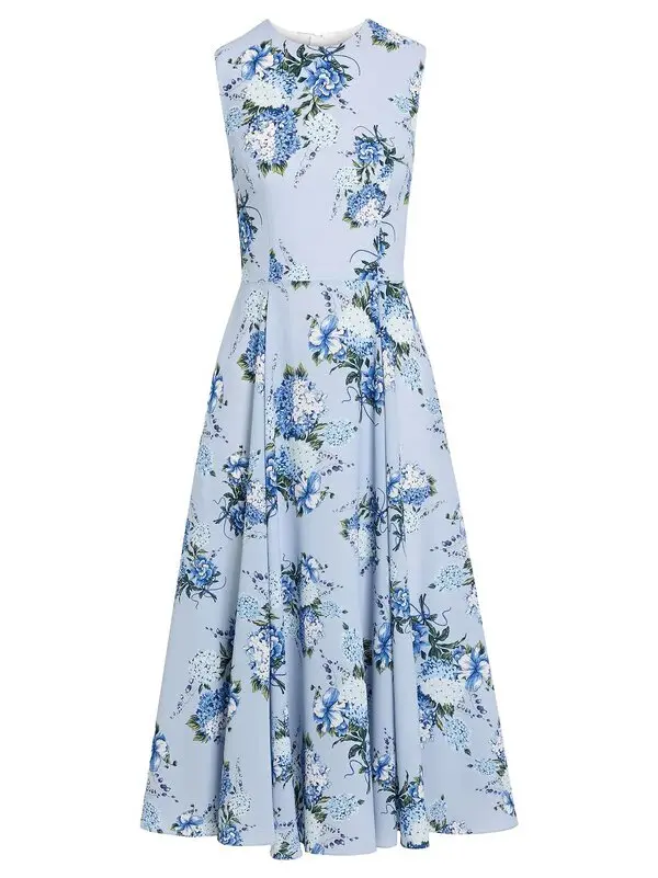 EMILIA WICKSTEAD Caridad Floral-print Crepe Midi Dress - Light Blue
