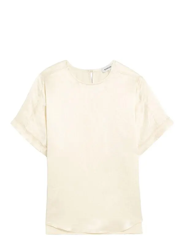 Simkhai Addison Crinkled Satin Top - Cream