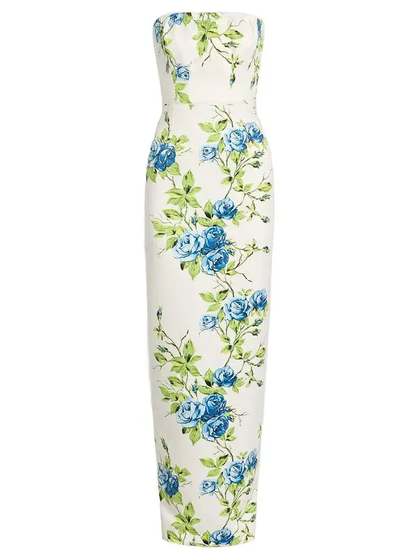 EMILIA WICKSTEAD Emine Strapless Floral-print Gown - Ivory