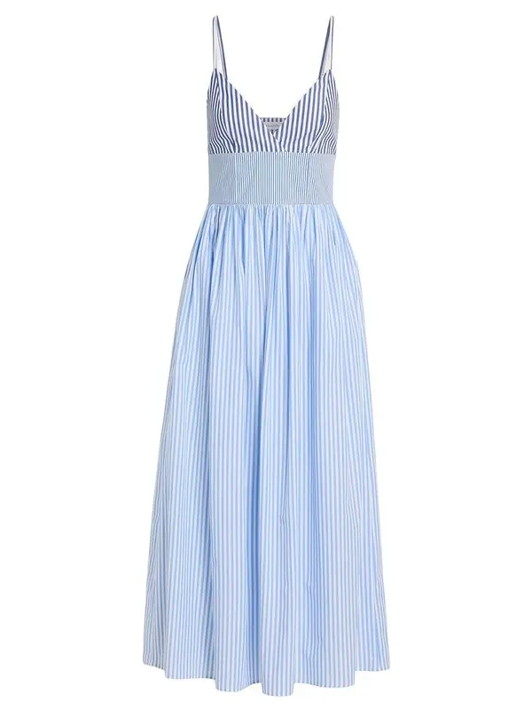 Naadam Striped Cotton-poplin Maxi Dress - Light Blue