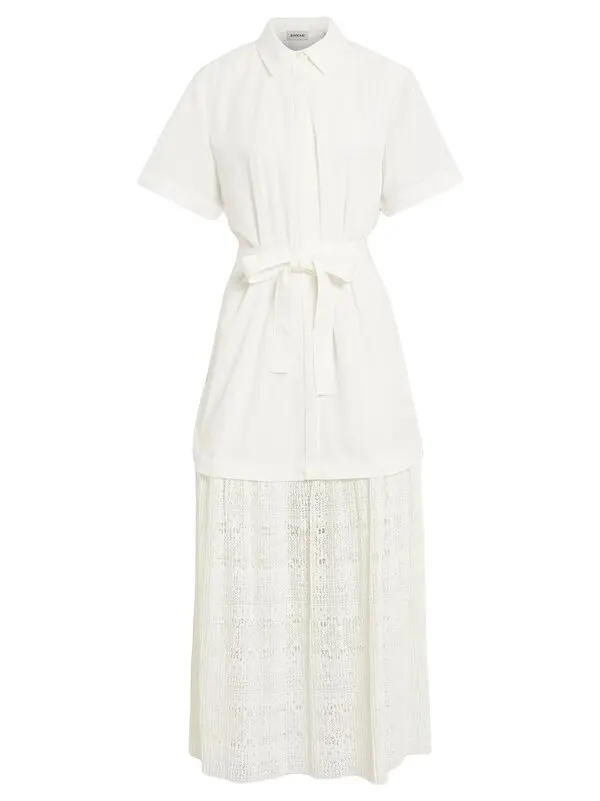 Simkhai Jenner Poplin & Lace Maxi Shirt Dress - White