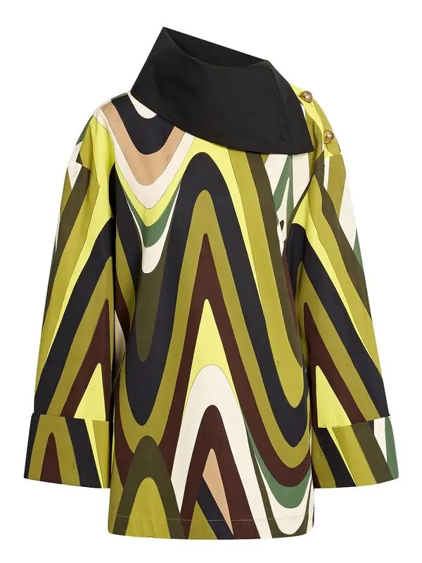 Emilio Pucci Printed Cotton-poplin Blouse - Lime Green