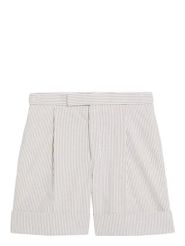 Thom Browne Striped Cotton-seersucker Shorts - Light Gray
