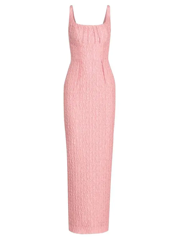 EMILIA WICKSTEAD Sharon Pintucked Seersucker Maxi Dress - Baby Pink