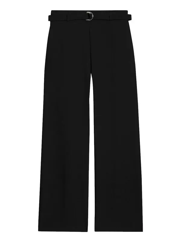 Maje Belted Wide-leg Crepe Pants - Black