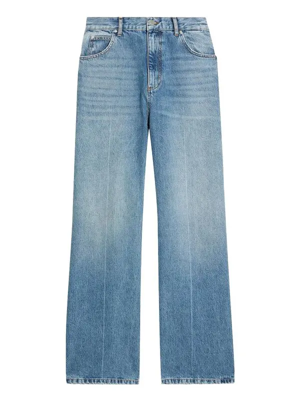 Sandro Faded High-rise Wide-leg Jeans - Light Denim