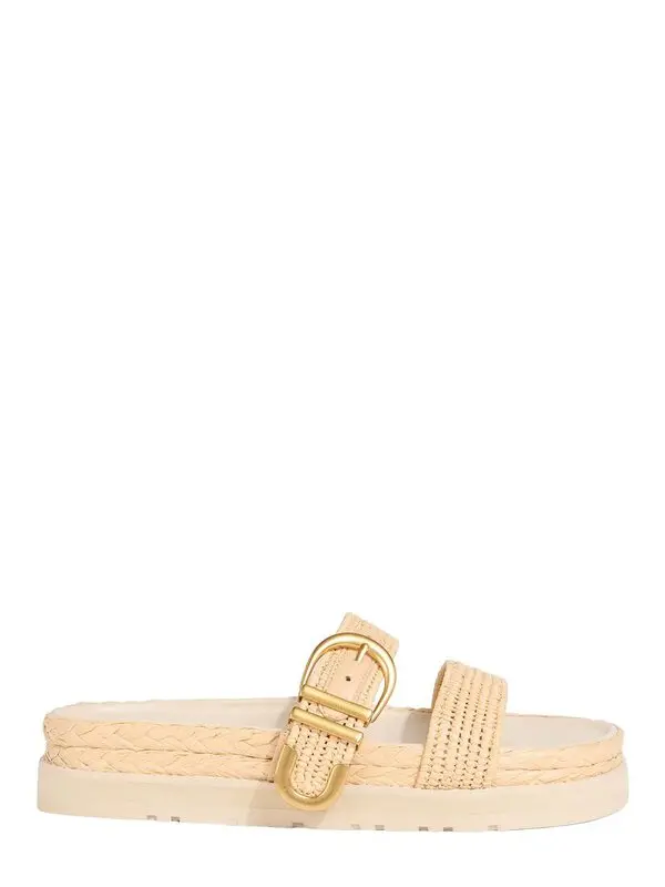 Simkhai Aida Raffia Platform Slides - Beige