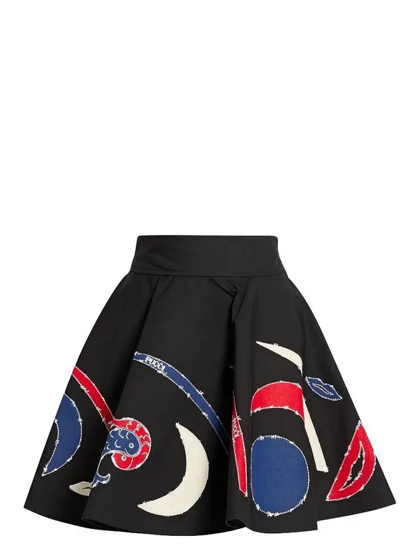 Emilio Pucci Flared Embroidered Cotton-poplin Mini Skirt - Black