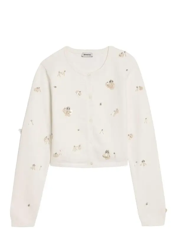 Simkhai Zadie Embellished Stretch-knit Cardigan - Ivory