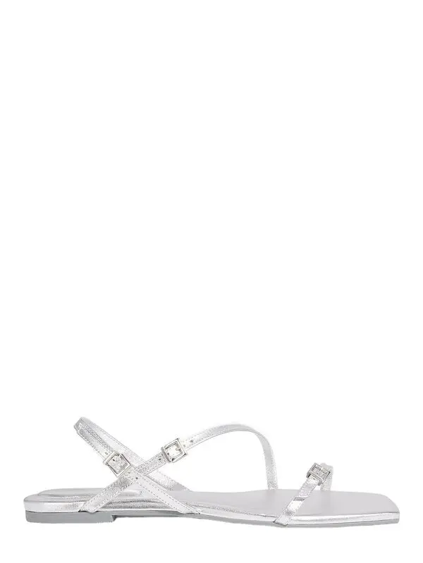 Simkhai Carey Metallic Leather Sandals - Silver