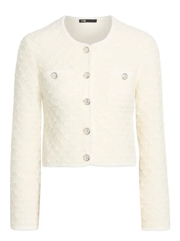 Maje Bouclé Knit Cardigan - Ivory