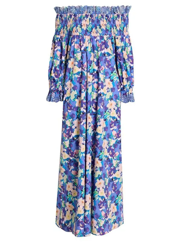 KIKA VARGAS Floral-print Cotton-poplin Maxi Dress - Blue