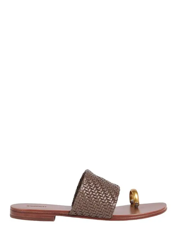 Simkhai Ariana Woven Leather Sandals - Brown
