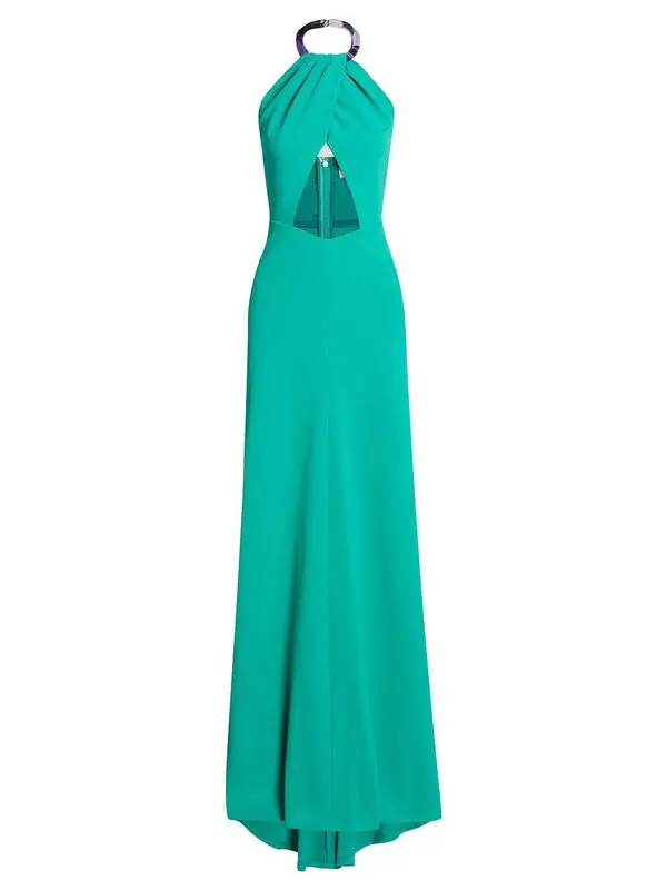 Emilio Pucci Cutout Crepe Halterneck Gown - Jade