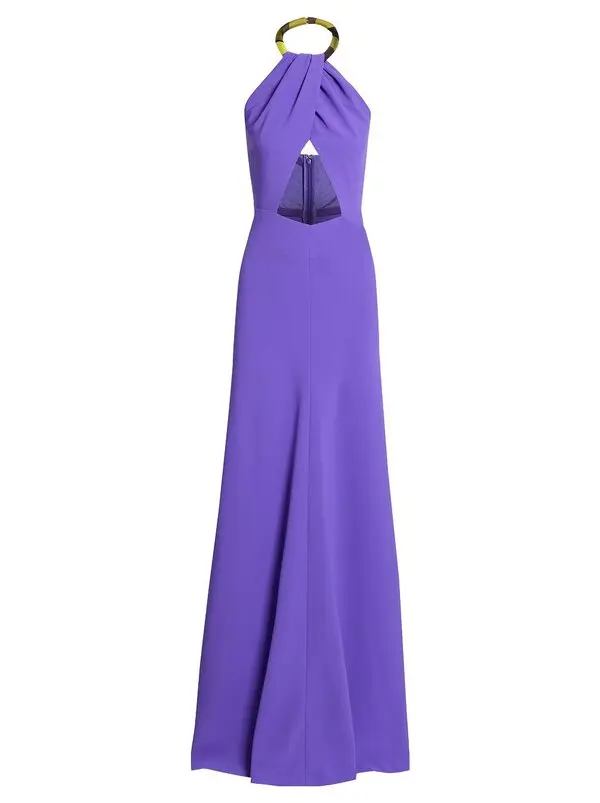 Emilio Pucci Cutout Crepe Halterneck Gown - Purple