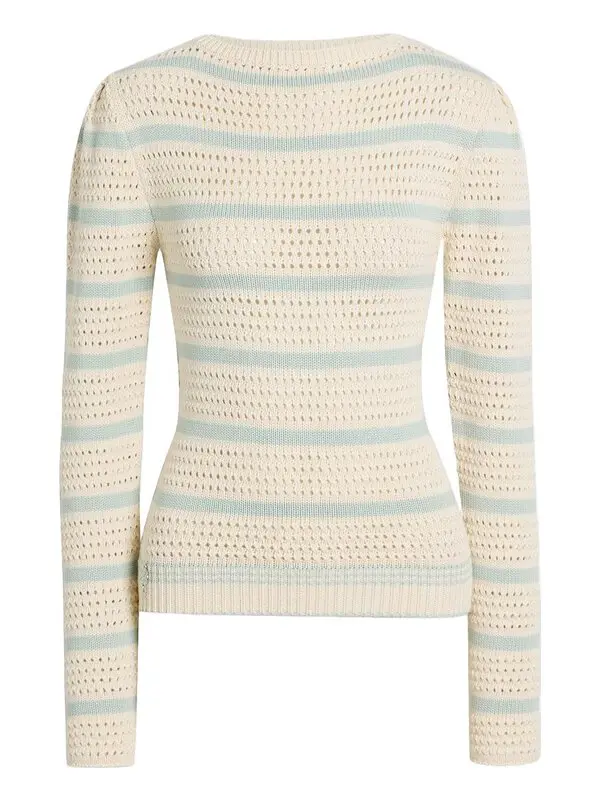 Emilio Pucci Striped Open-knit Cotton-blend Sweater - Ivory