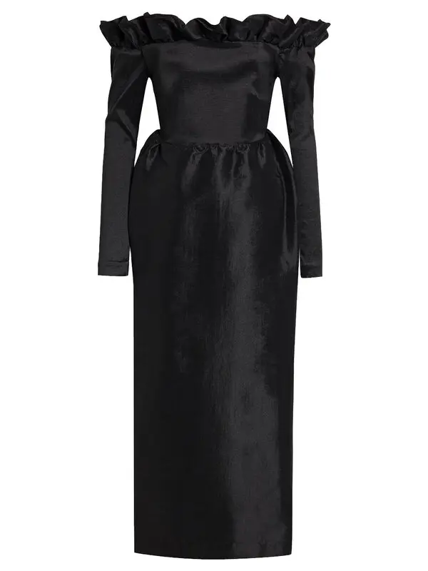 KIKA VARGAS Enya Off-the-shoulder Taffeta Midi Dress - Black