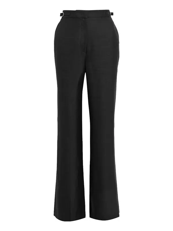 Gabriela Hearst Wool, Silk And Linen-blend Flared Trousers - Black
