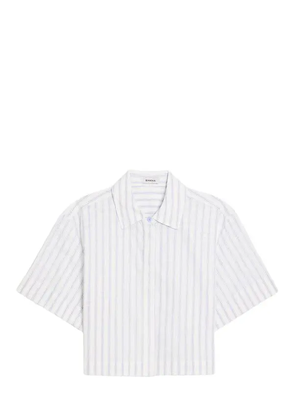 Simkhai Cropped Striped Shirt - Sky Blue