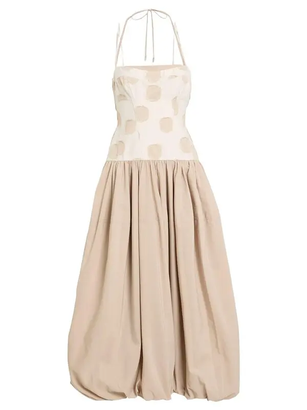 Simkhai Polka Dot Fil Coupé And Taffeta Maxi Dress - Sand