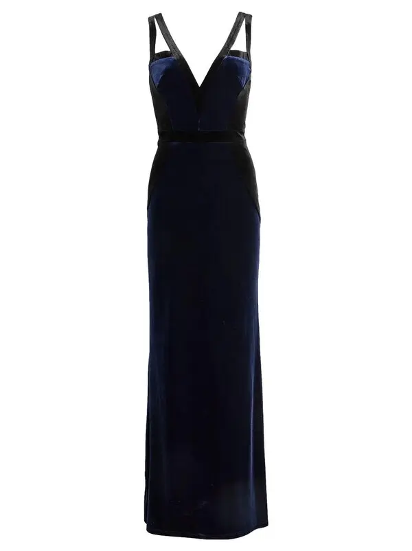 Marchesa Two-tone Velvet Gown - Navy