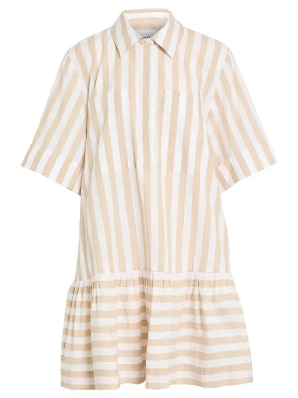 Simkhai Cris Striped Cotton-poplin Mini Shirt Dress - Beige