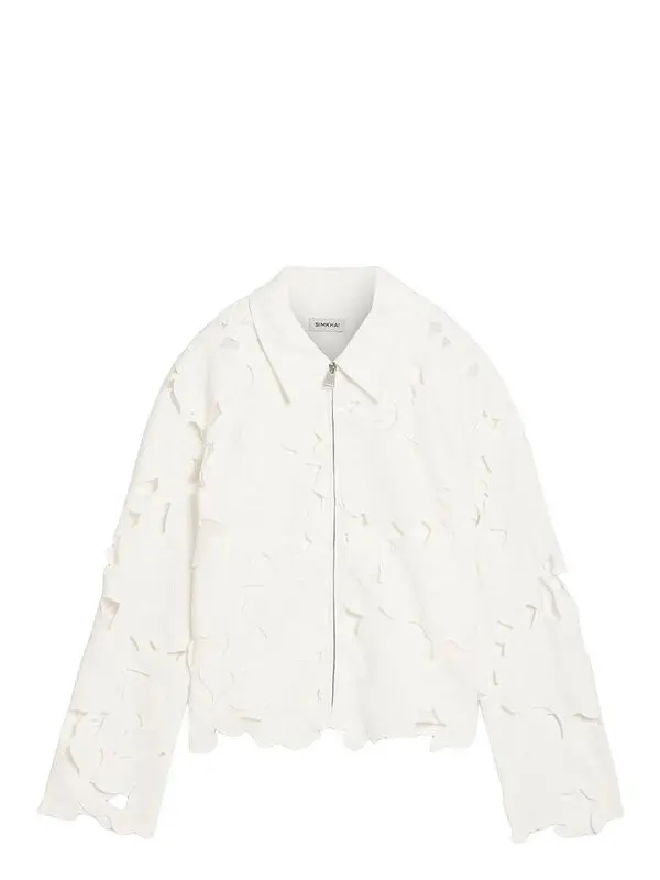 Simkhai Quinn Laser-cut Guipure Lace Jacket - White