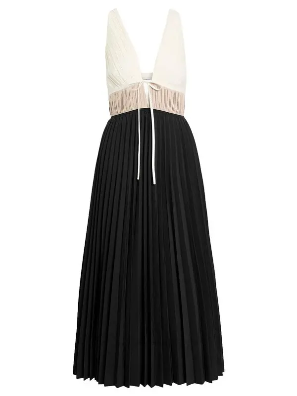 Simkhai Stephanie Pleated Poplin Midi Dress - Black