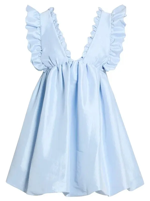 KIKA VARGAS Caroline Ruffled Taffeta Mini Dress - Sky Blue
