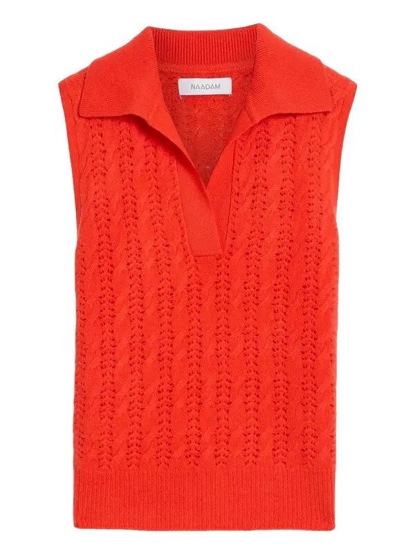Naadam Cable-knit Cashmere Top - Bright Orange