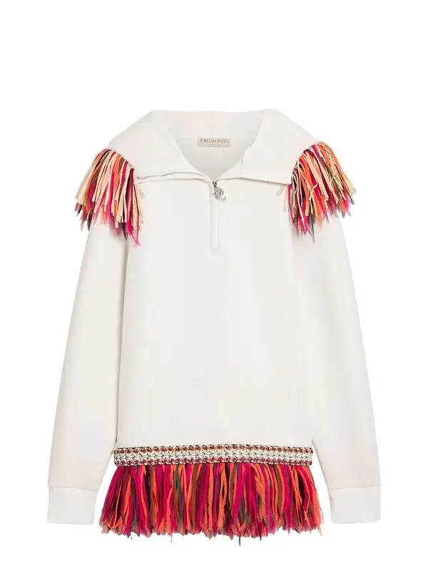 Emilio Pucci Embellished Jersey Sweatshirt - White