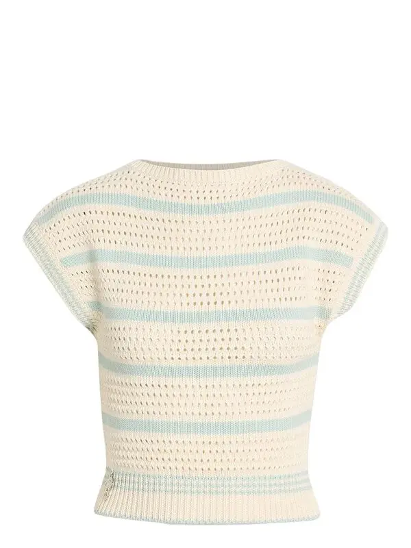 Emilio Pucci Striped Open-knit Cotton-blend Top - Ivory