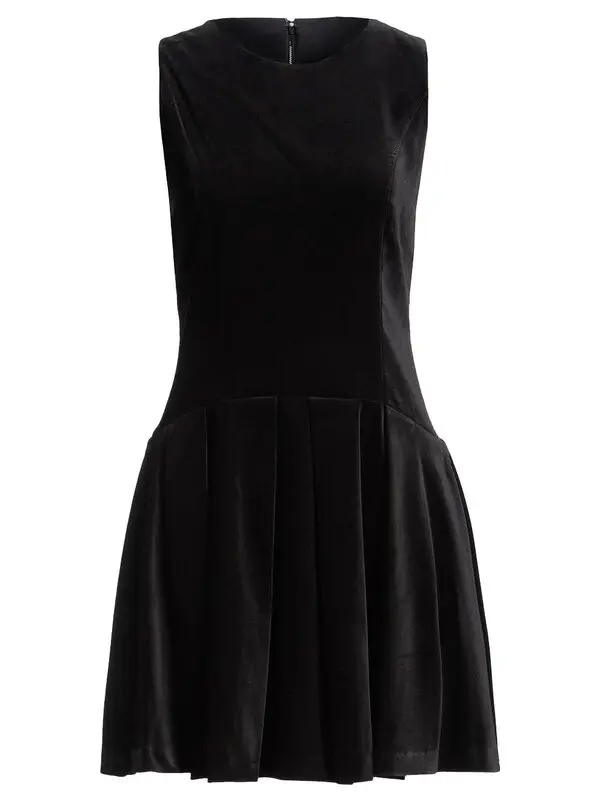 Alice + Olivia Pleated Velvet Mini Dress - Black