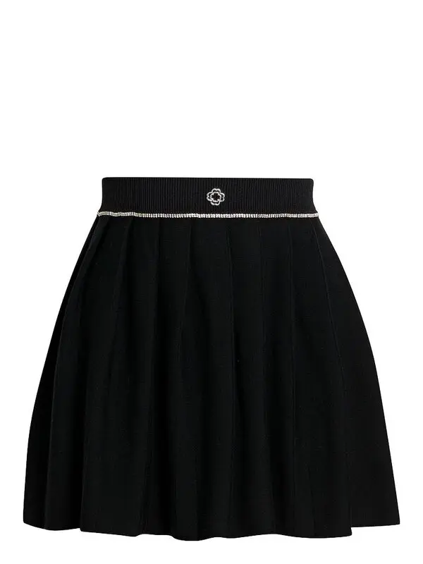 Maje Pleated Wool-blend Mini Skirt With Crystal Embellishments - Black