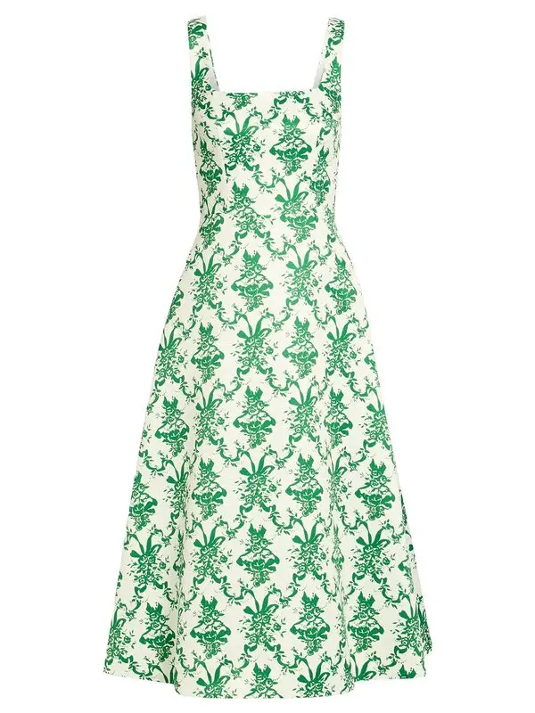 EMILIA WICKSTEAD Printed Faille Midi Dress - Green
