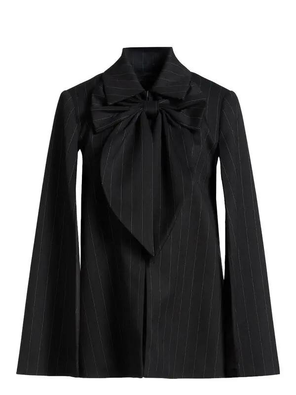 Alice + Olivia Pinstriped Twill Jacket With Bow Detail - Black