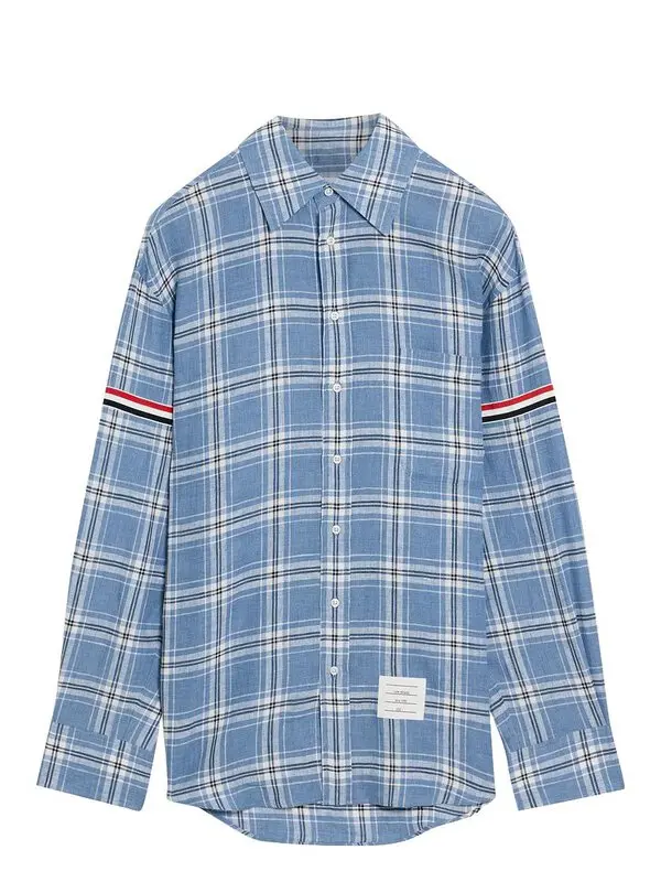 Thom Browne Checked Linen Shirt - Blue
