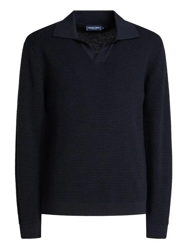 Frescobol Carioca Orlando Merino Wool Polo Sweater - Midnight Blue